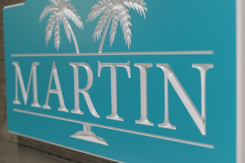 Family Last Name House Sign With Palm Trees Outdoor - Etsy