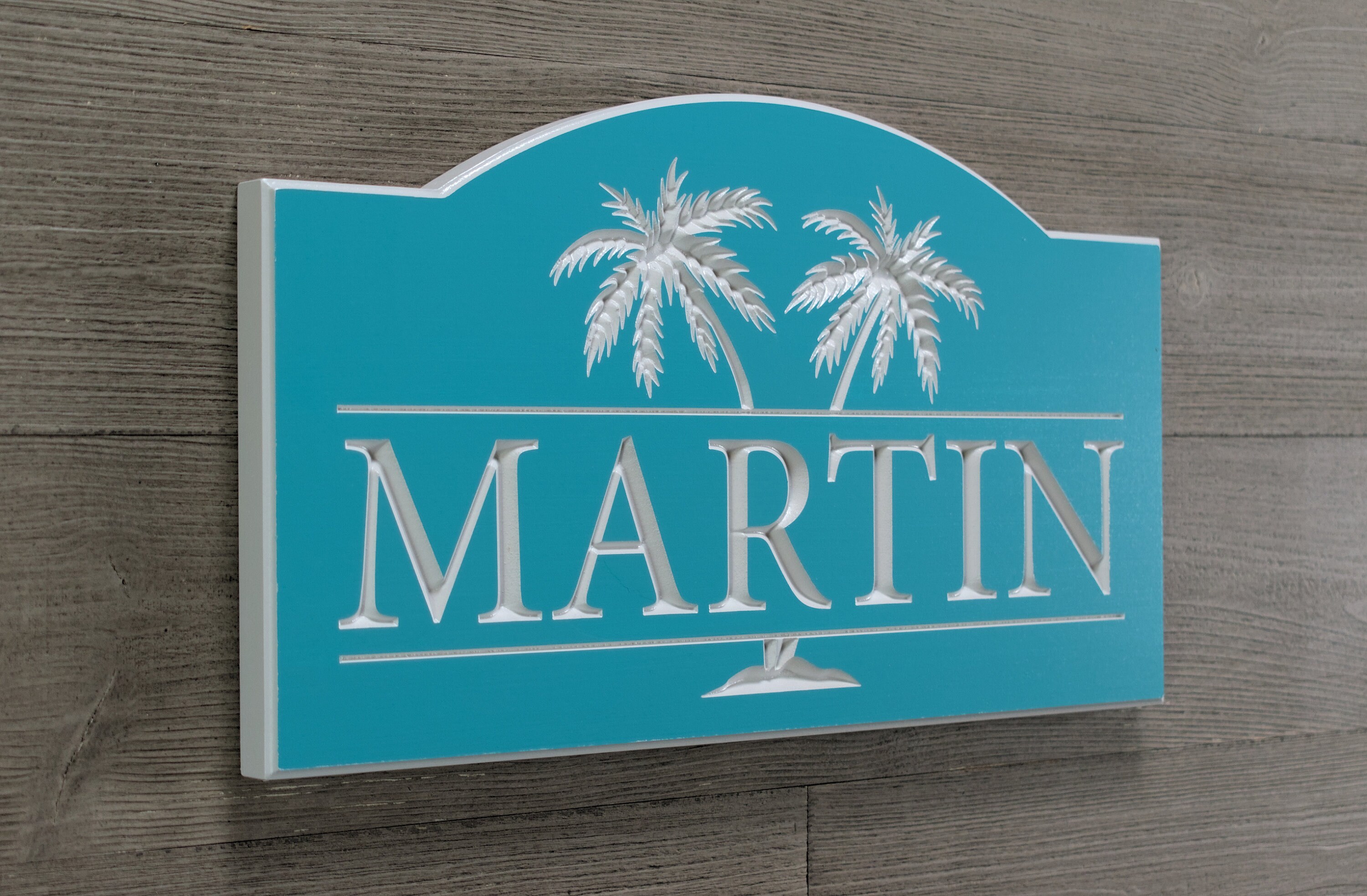Family Last Name House Sign With Palm Trees Outdoor - Etsy