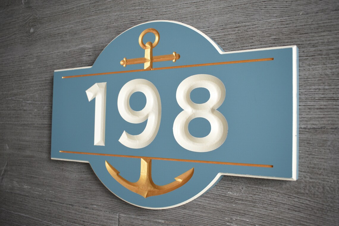 Carved Nautical Address Plaque Engraved House Number Sign | Etsy