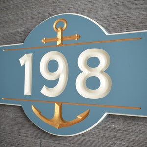 Carved Nautical Address Plaque, Engraved House Number Sign With Anchor ...