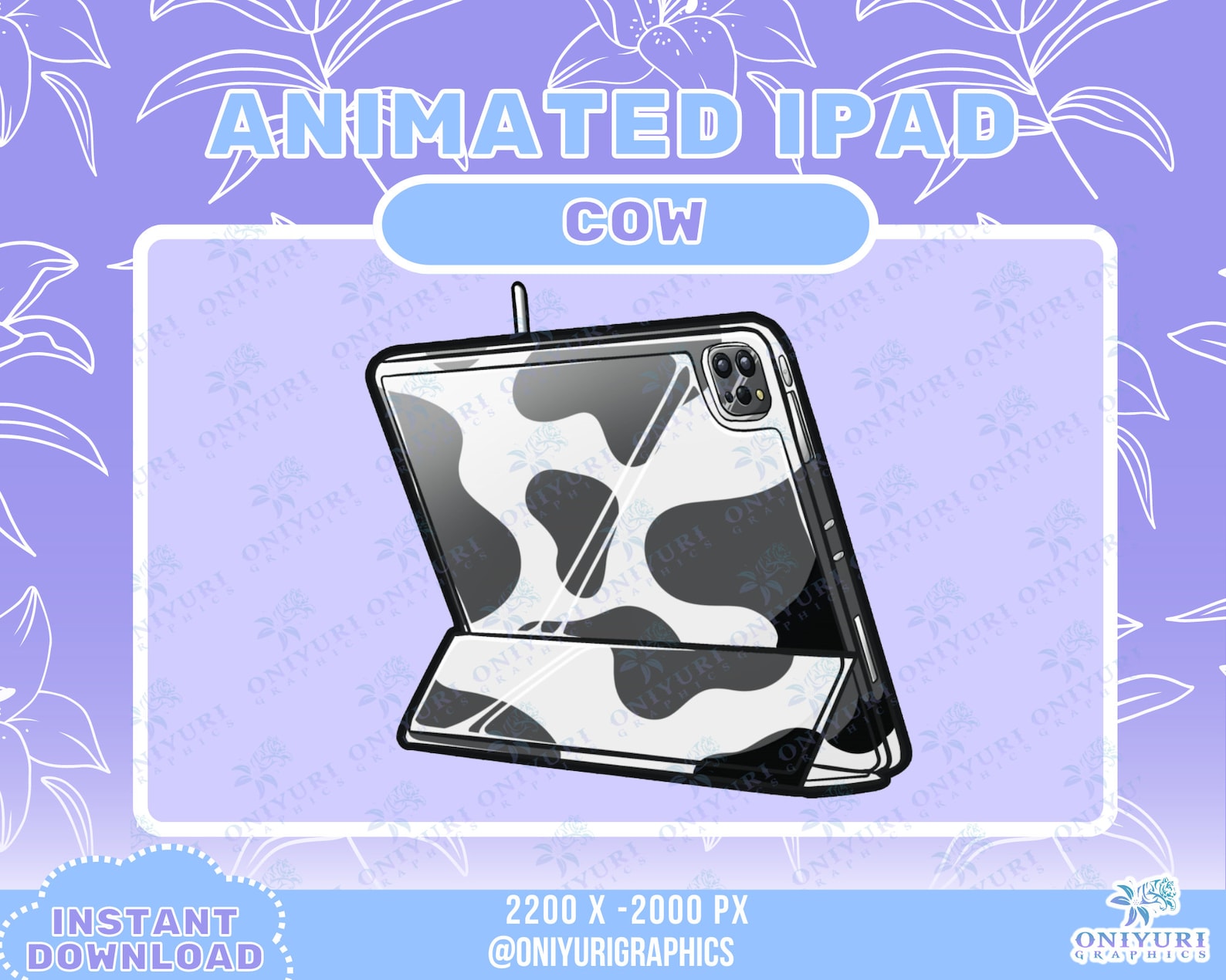 Animated Cow Art Tablet GIF Twitch Overlay Discord Pngtuber Vtuber ...