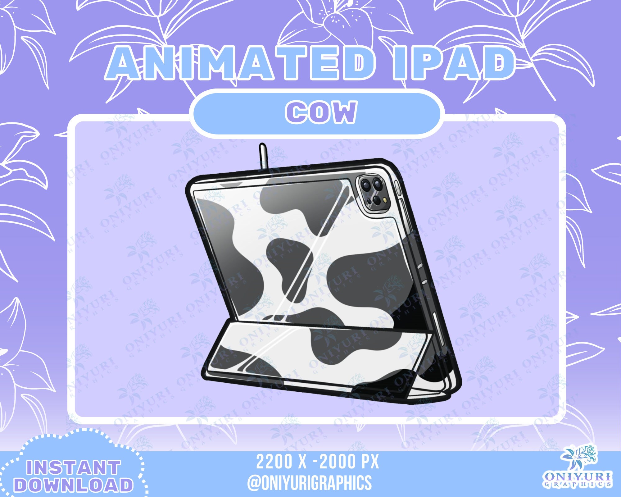 Animated Cow Art Tablet GIF Twitch Overlay Discord Pngtuber Vtuber ...