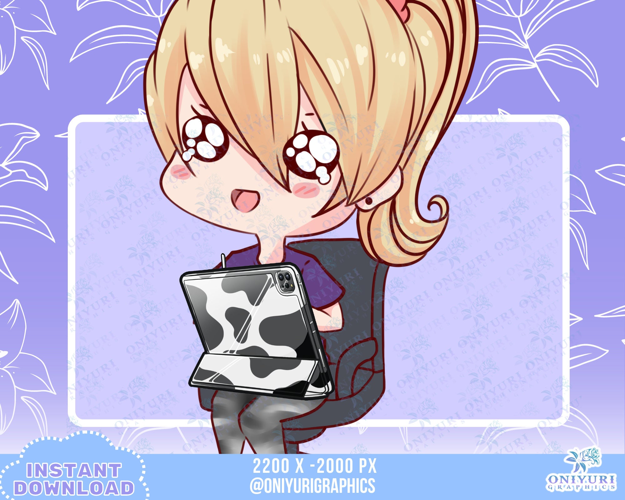 Animated Cow Art Tablet GIF Twitch Overlay Discord Pngtuber Vtuber ...