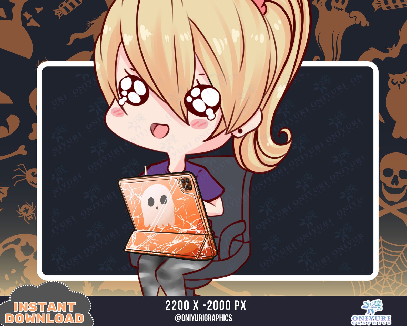 Animated Art Drawing Tablet GIF Orange Ghost Halloween Vtuber Twitch ...