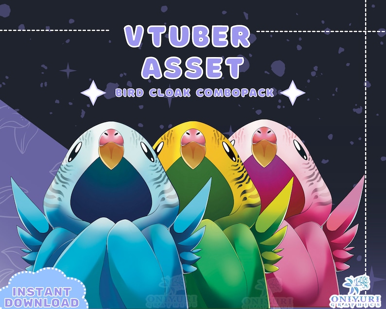 VTUBER Assets - Bird Cloak Combo Pack | Blanket | Twitch Assets ...