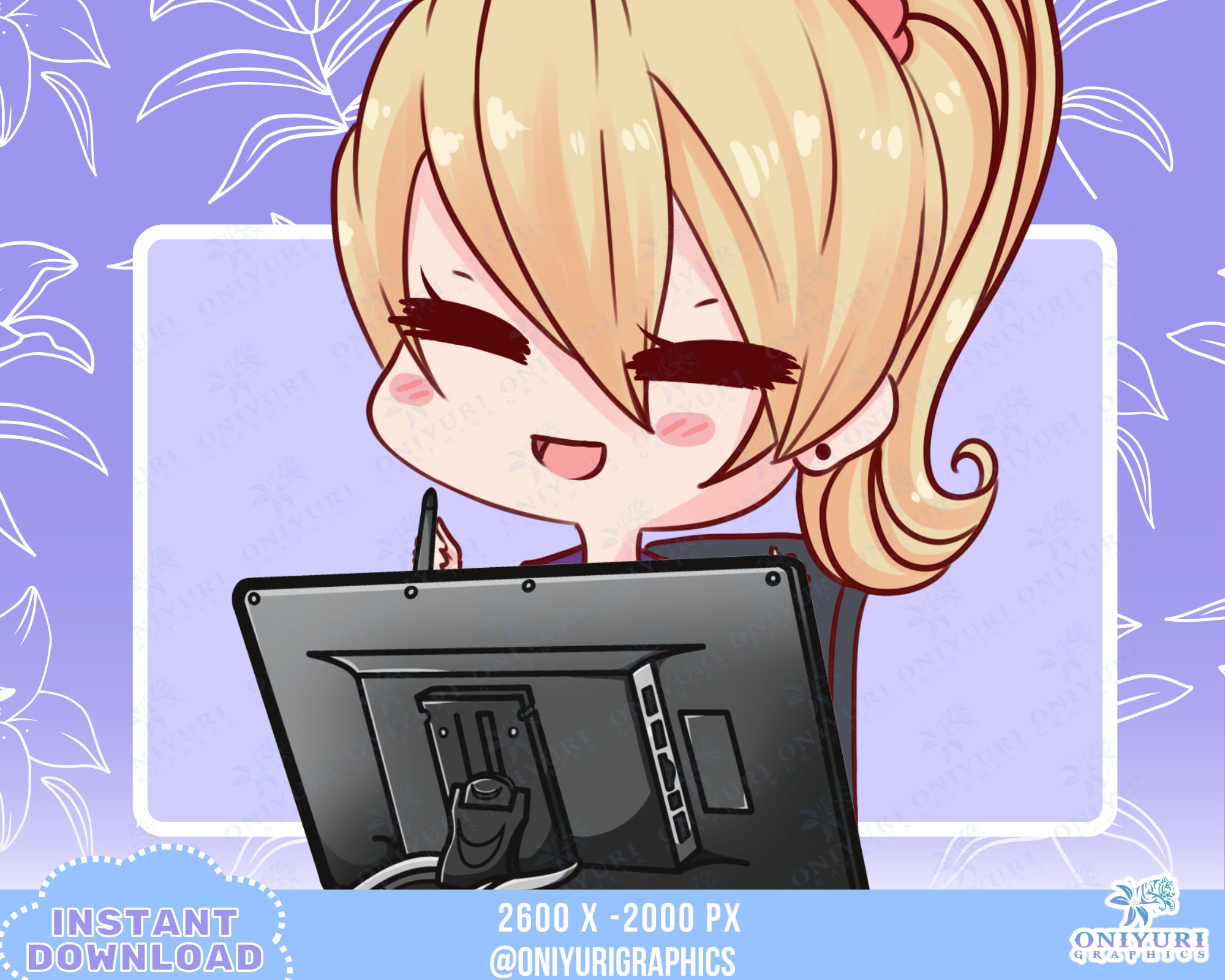 Tableta de dibujo de arte animado GIF negro / PNGtuber / Vtuber assets ...