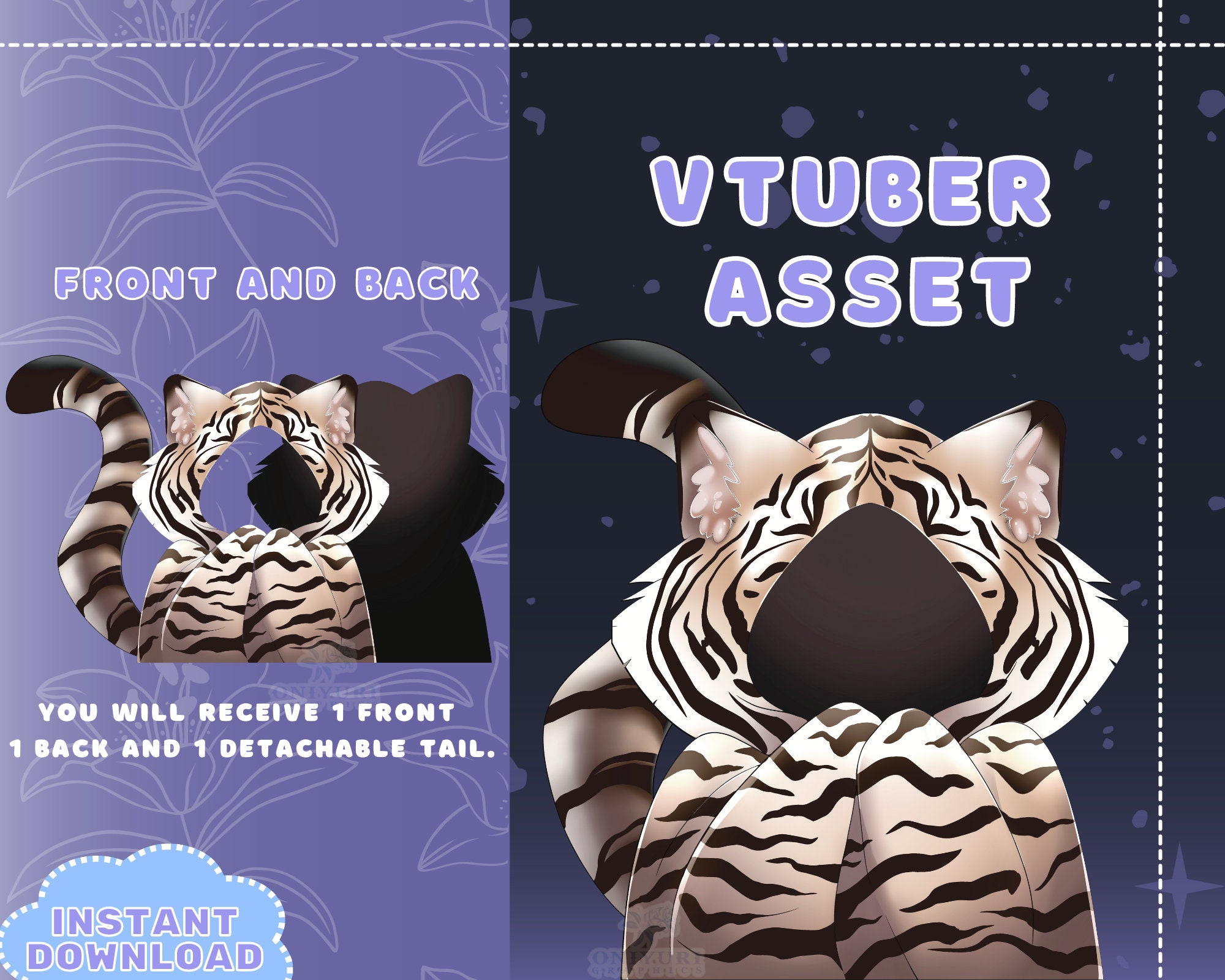 VTUBER Assets - White Tiger Vtuber Cloak | Blanket | Twitch Overlay ...