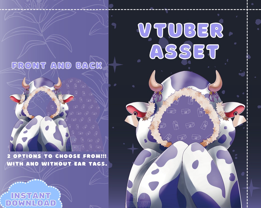 VTUBER Assets Purple Milk Cow Cloak Blanket Twitch Streaming Discord ...