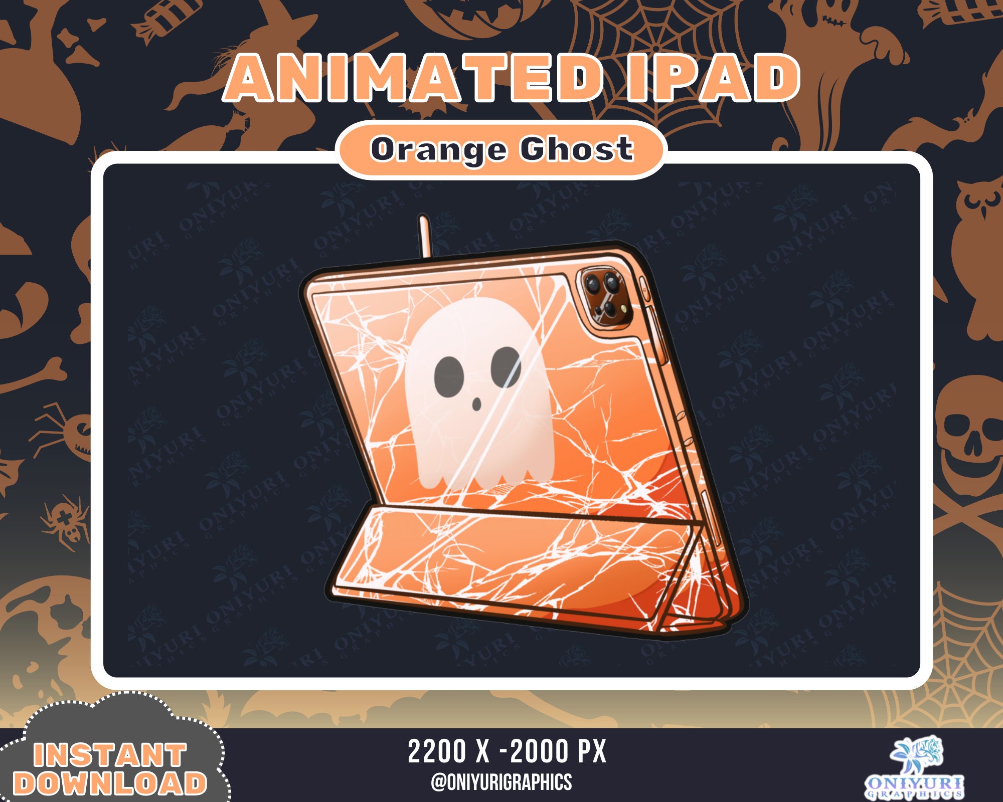 Animated Art Drawing Tablet GIF Orange Ghost Halloween Vtuber | Twitch ...