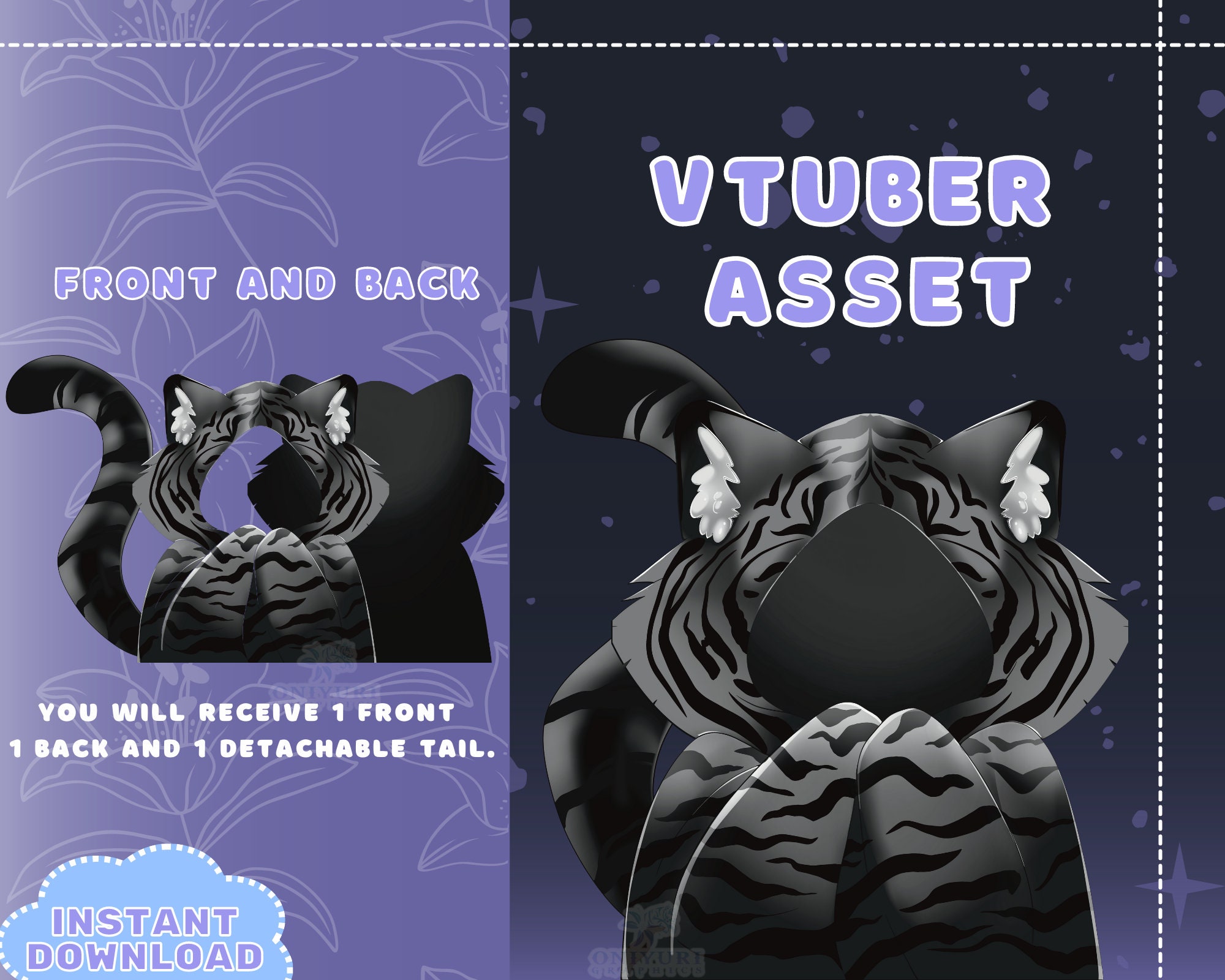 VTUBER Assets - Black Tiger Vtuber Cloak | Blanket | Twitch Overlay ...