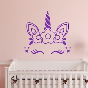 Unicorn Face Wall Sticker - Etsy
