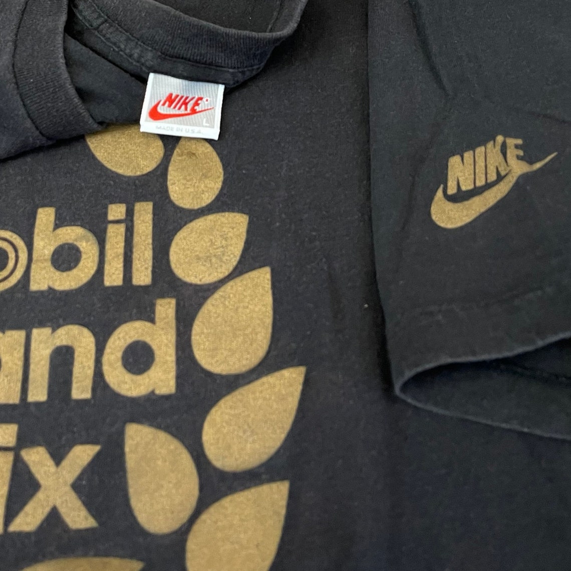 Vintage 1993 Nike Gray Tag Mobil Grand Prix T-shirt Track Meet Run ...