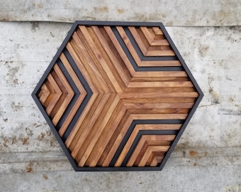 Wood Hexagon Wall Art - Etsy
