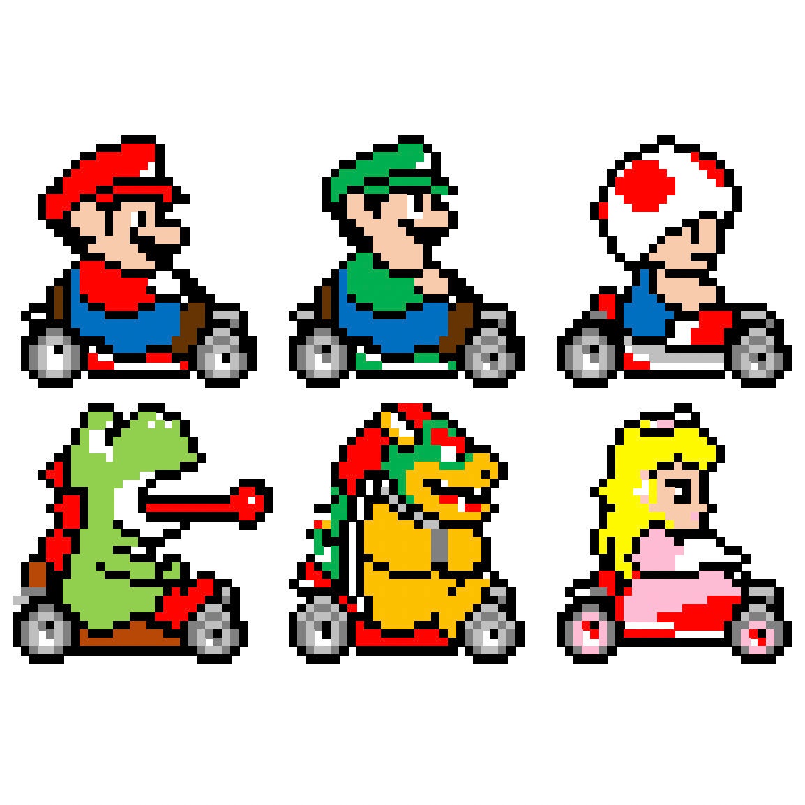 Super Mario Kart 16-bit FULL cross stitch kit Six characters | Etsy