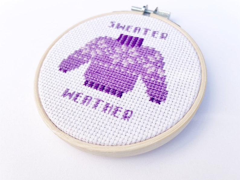 Sweater Weather Cross Stitch Pattern - Pink/ Purple / Blue - Etsy
