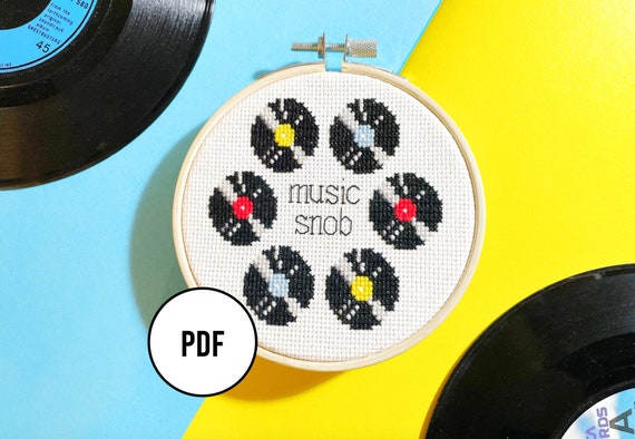 Music Snob Vinyl Cross Stitch Pattern - Etsy