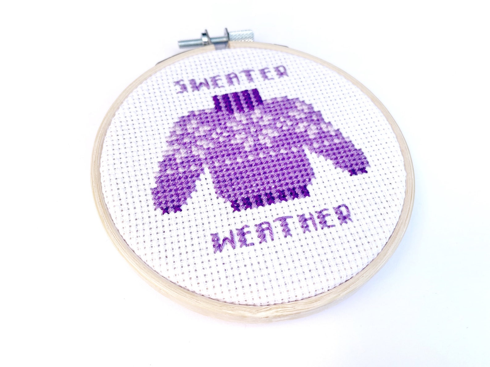 Sweater Weather Cross Stitch Pattern - Pink/ Purple / Blue - Etsy