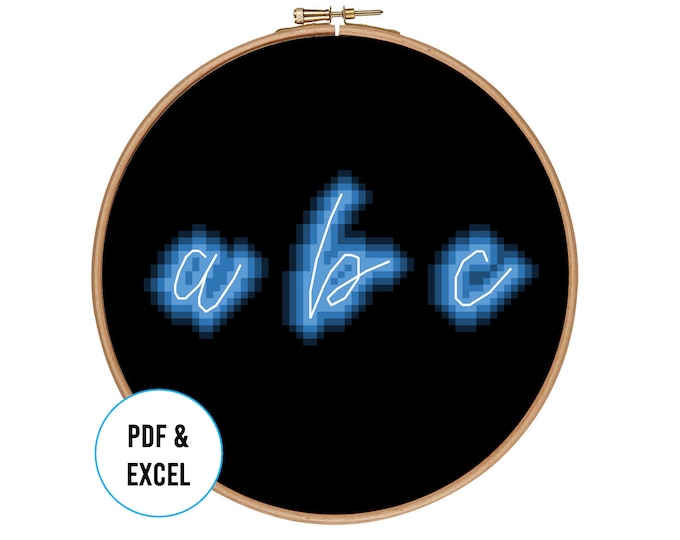 Neon Alphabet - DIY Neon Sign Cross Stitch Pattern Pdf for Beginners ...