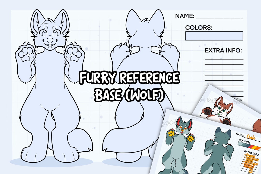Furry Reference Base Fursona wolf - Etsy UK