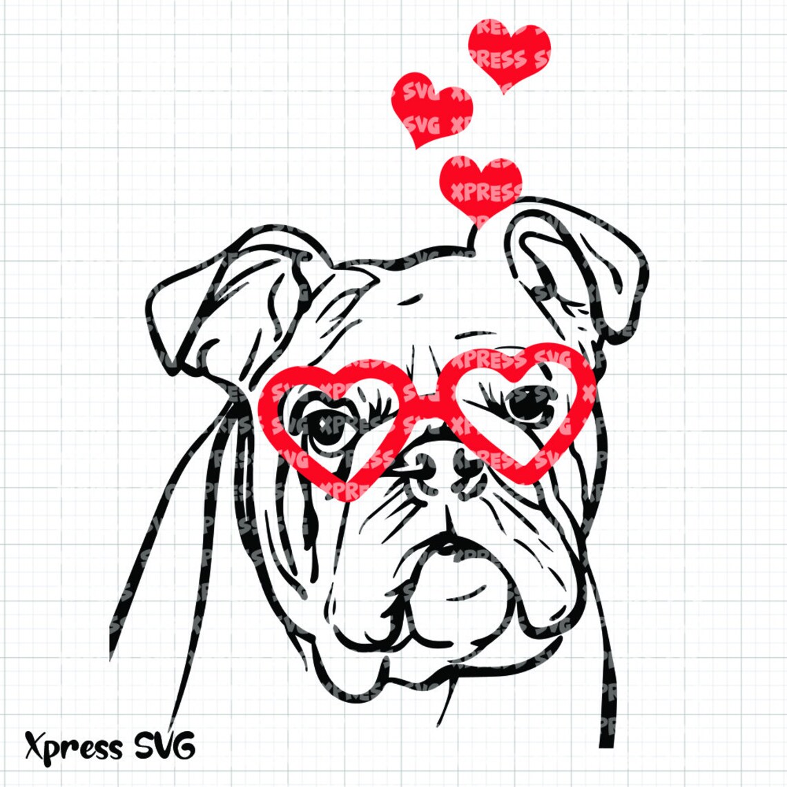 Bulldog Bull Dog SVG Dog Love Valentine SVG File PNG - Etsy