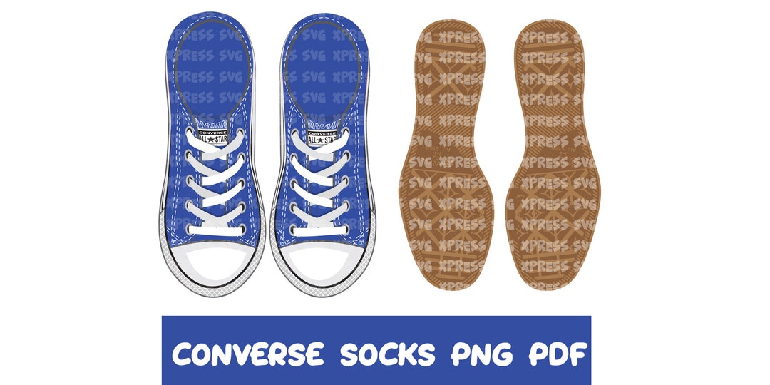 Blue Converse Sneaker Socks PNG PDF File - Etsy