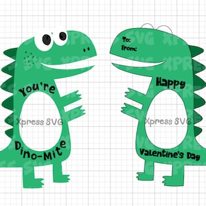 Dinosaur Valentines Day Cards SVG Dino SVG Print & Cut Cricut Kinder ...