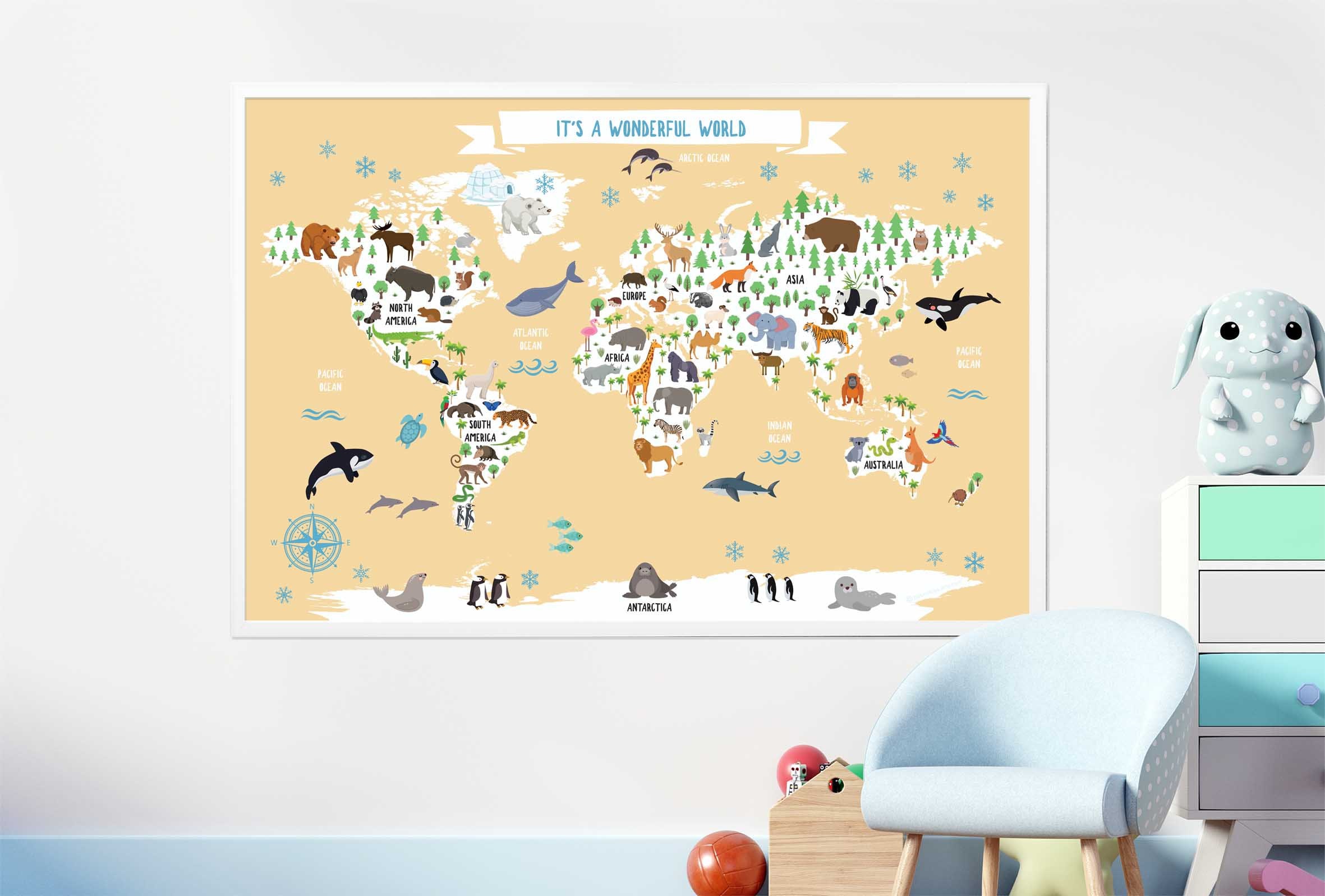 World Animal Map - Instant Digital Download- Unique Toddler Toys ...
