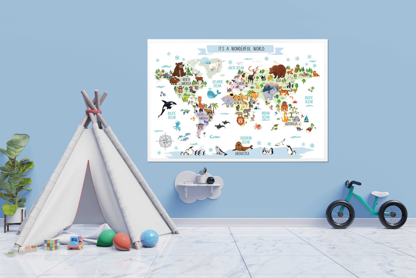 World Animal Map - Instant Download - Unique Toddler Prints- Nursery ...