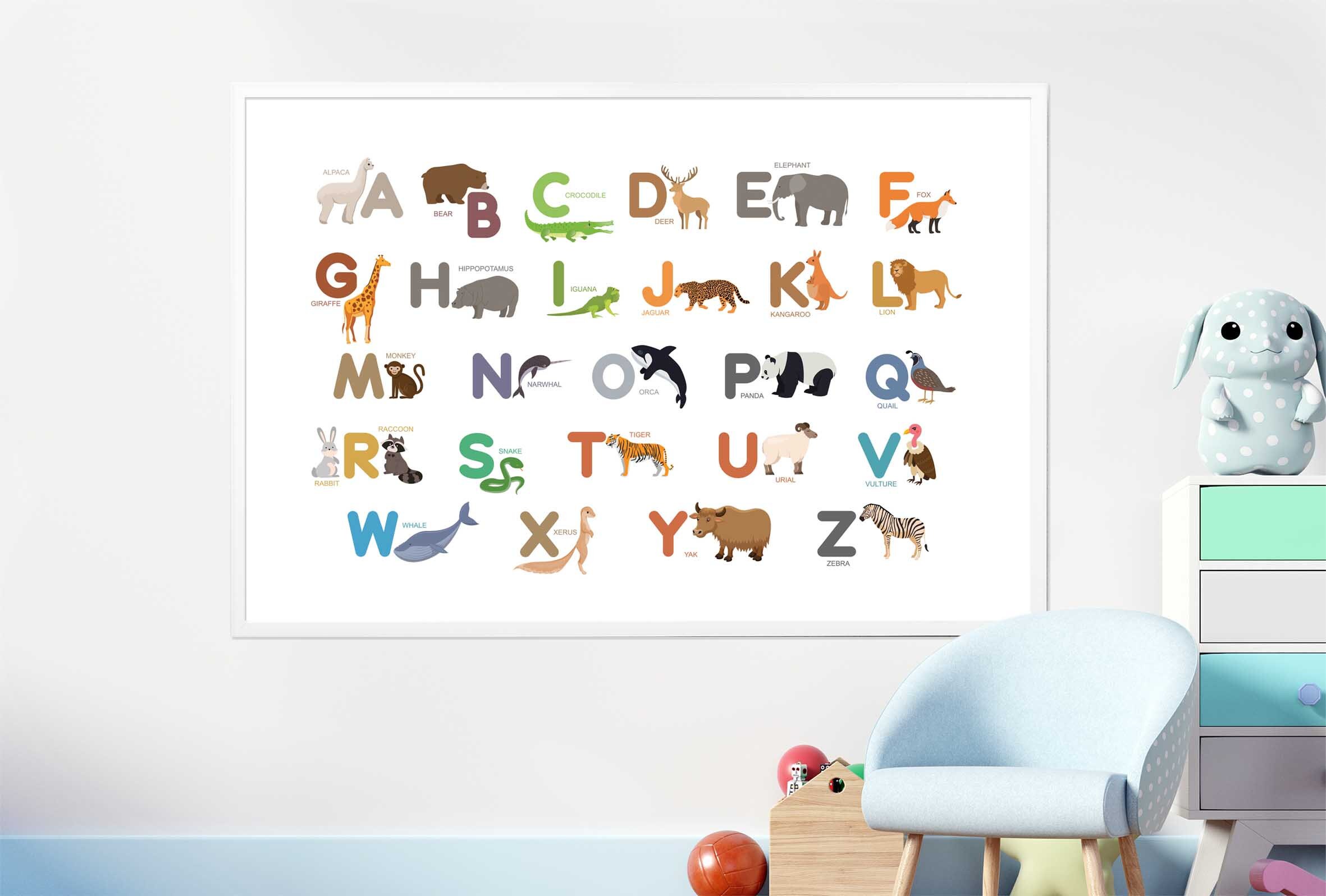 Animal Alphabet Wall Print - Instant Digital Download - Unique Toddler ...