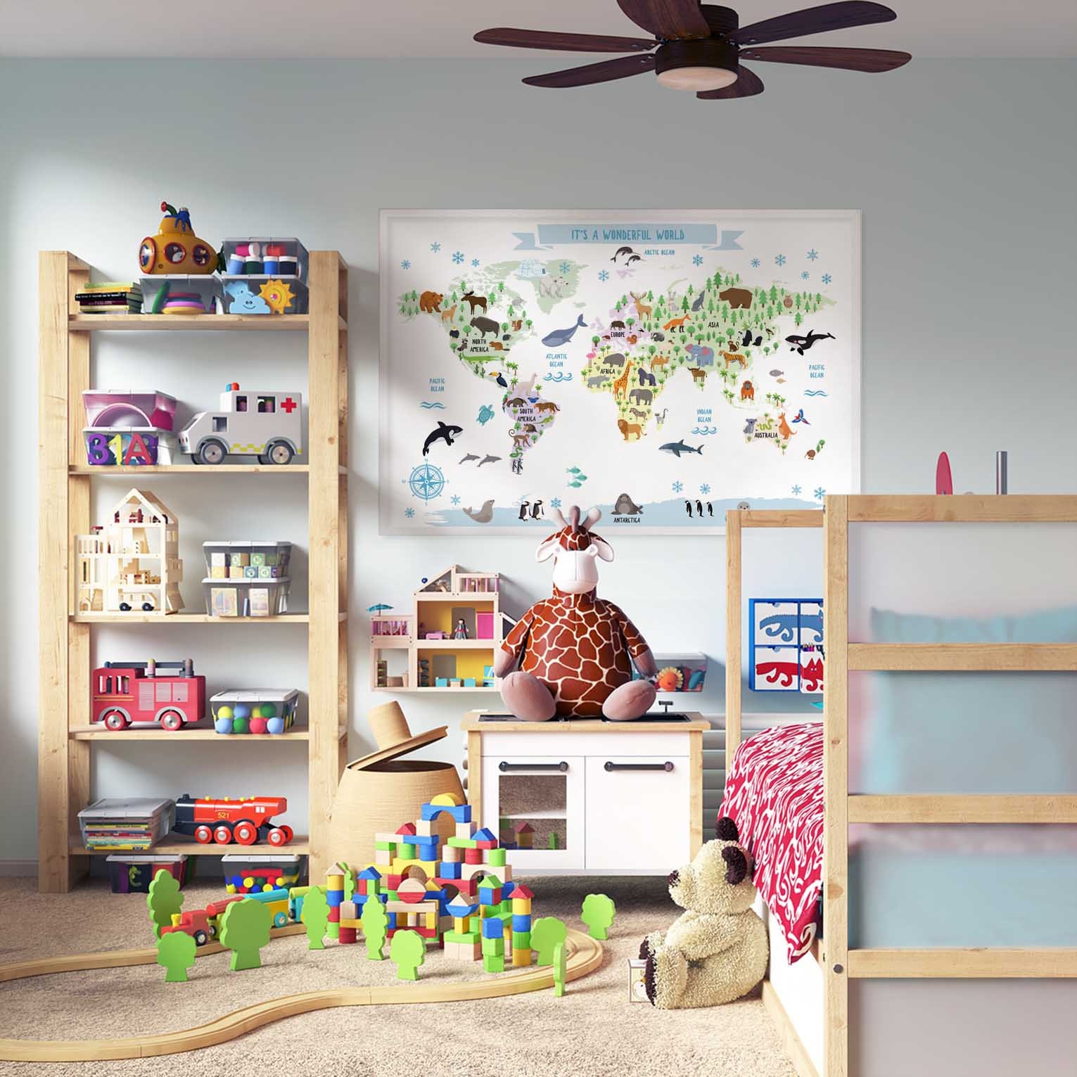 World Animal Map - Digital Download - Unique Toddler Toys- Nursery Map ...
