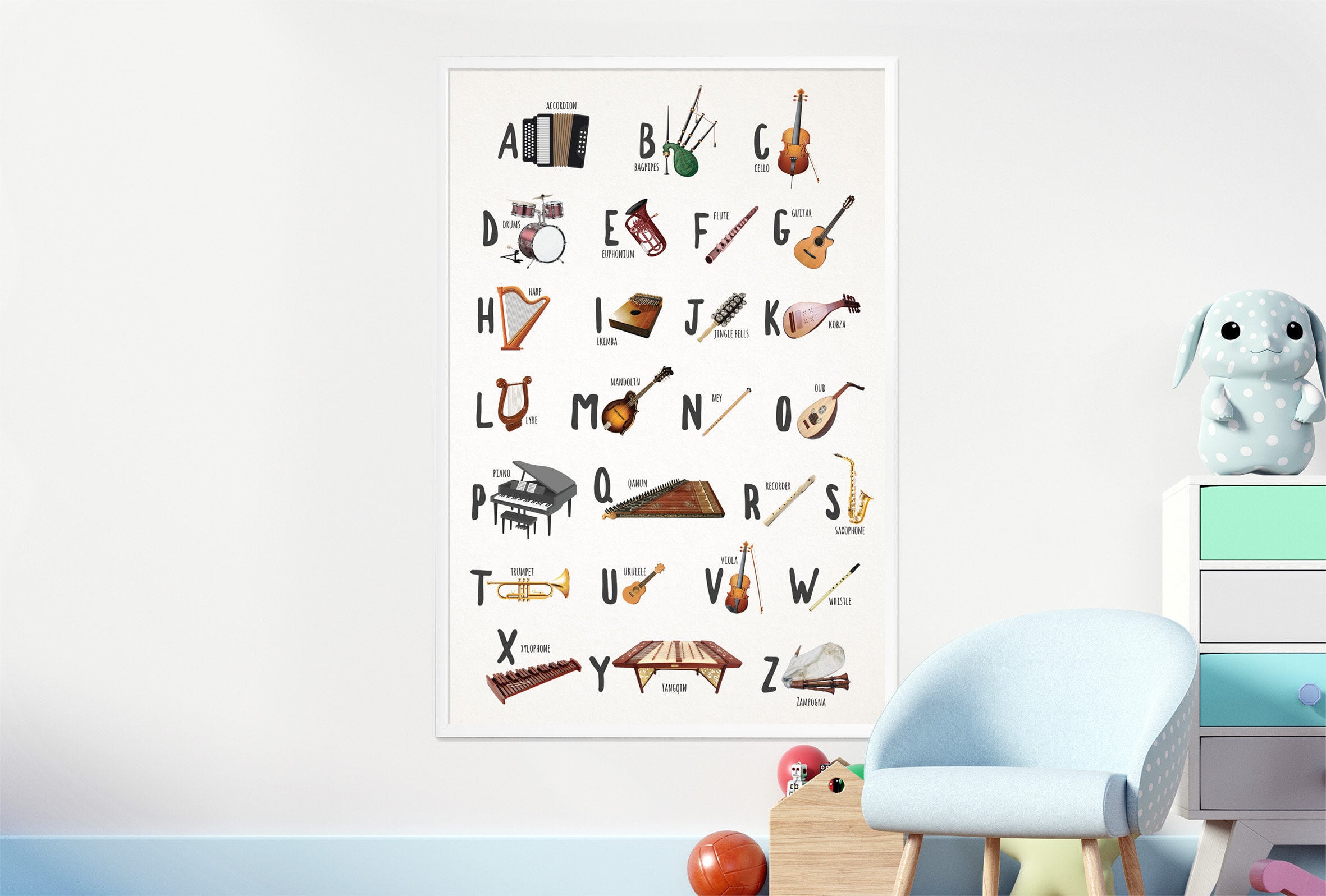 Musical Instruments Alphabet - Printable Alphabet - Instruments Alphabet-musical Instruments ...