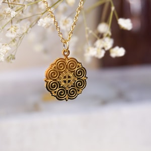 Hmong Inspired Necklace | 18k Plated Gold Pendant - Etsy