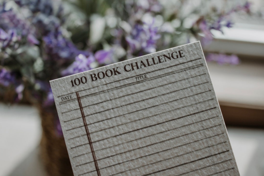 100 Book Challenge Library Card | Reading Log Tracker Bookmark - Etsy