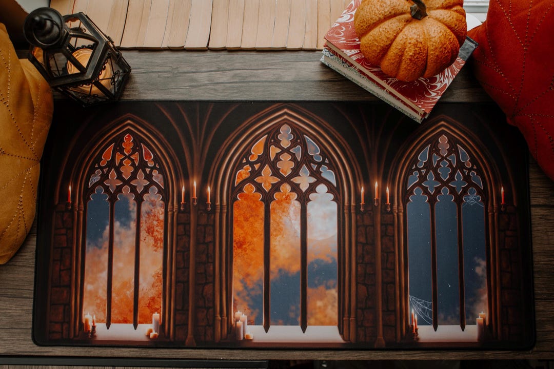 Cathedral Autumnal Full Moon Desk Mat - Etsy