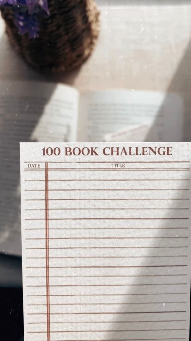 100 Book Challenge Library Card | Reading Log Tracker Bookmark - Etsy