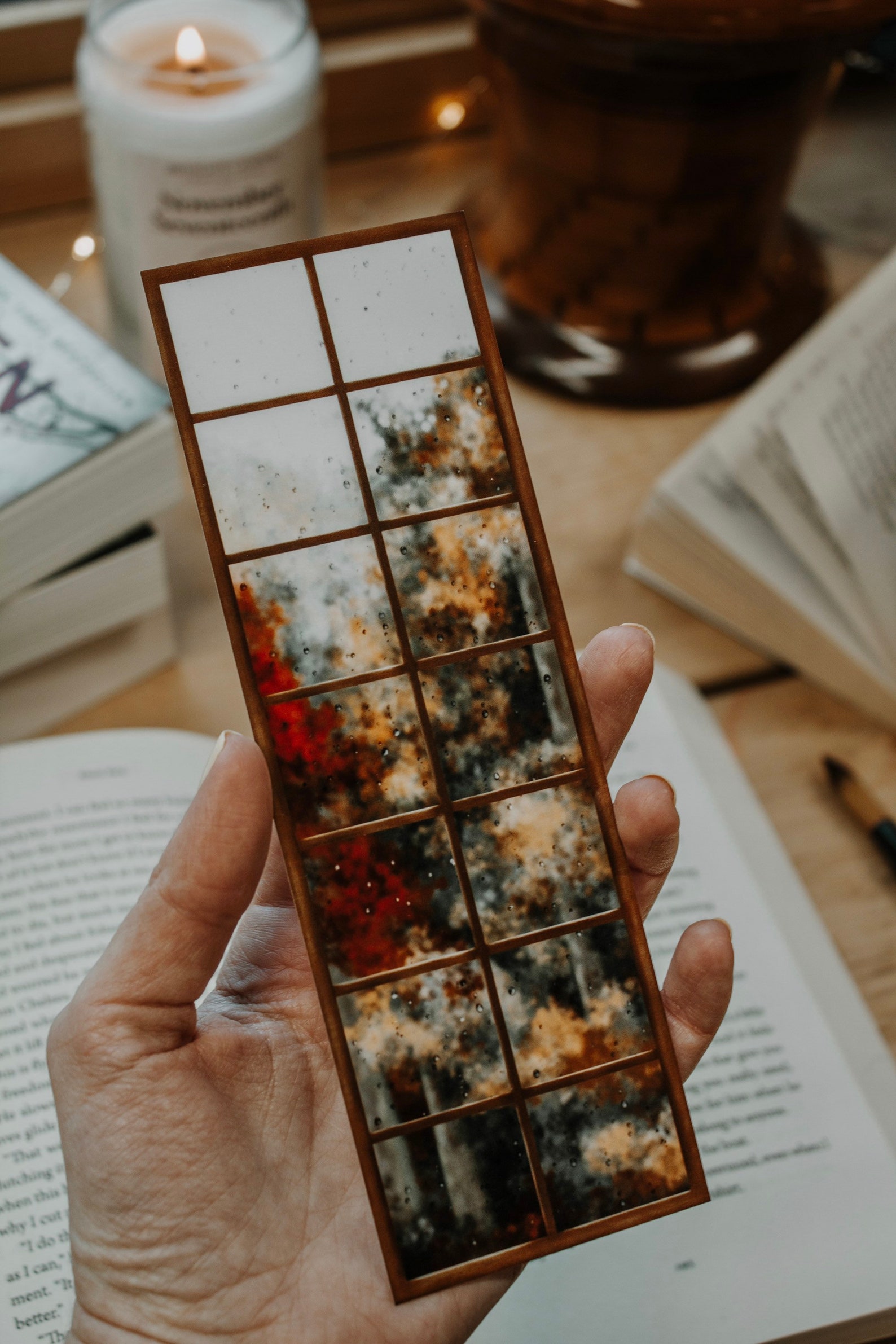 Rainy Autumn Window Bookmark - Etsy