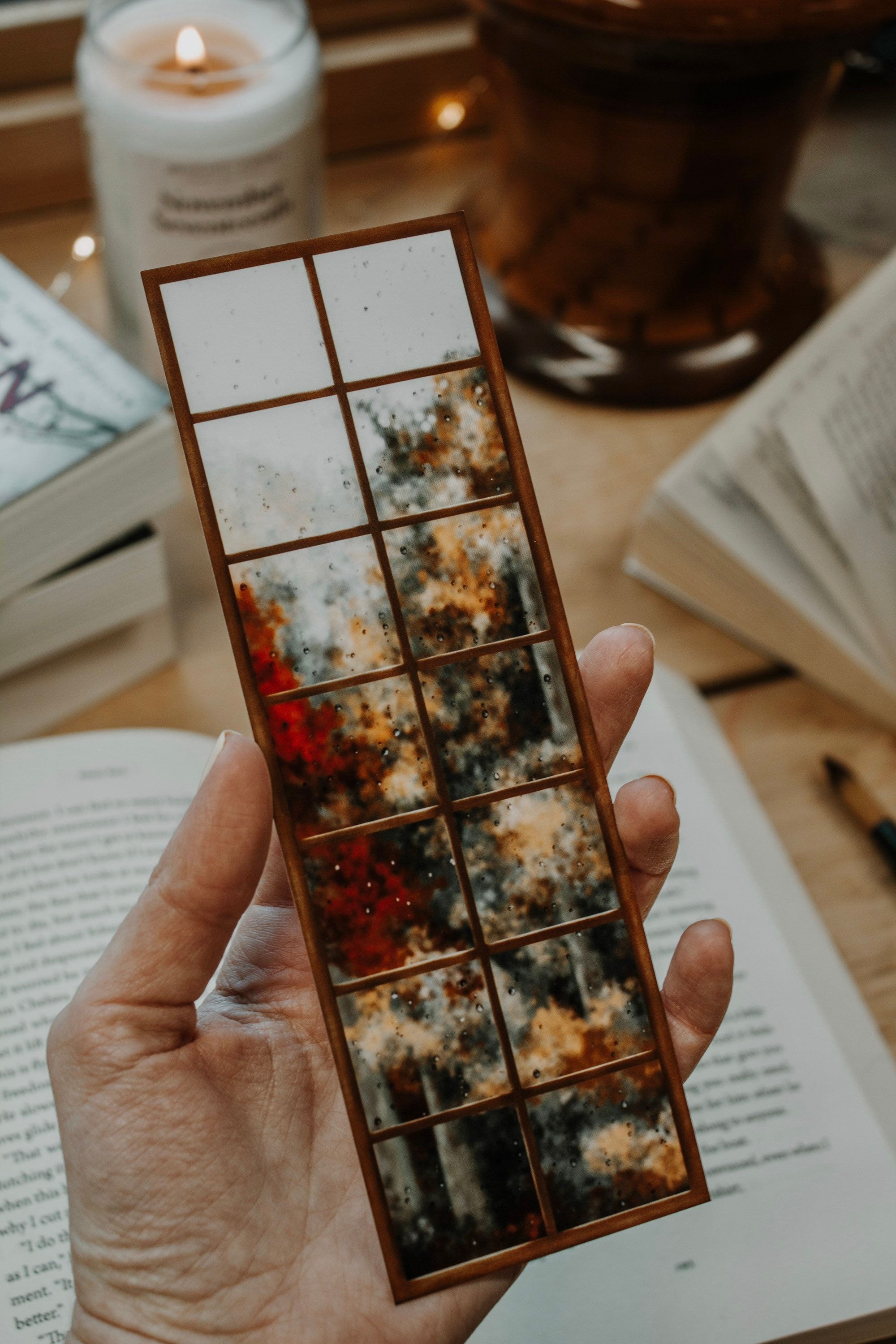 Rainy Autumn Window Bookmark - Etsy
