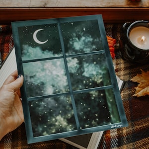 Night Sky & Fireflies | Celestial Window Print - Etsy