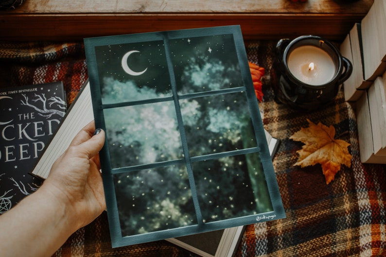 Night Sky & Fireflies | Celestial Window Print - Etsy