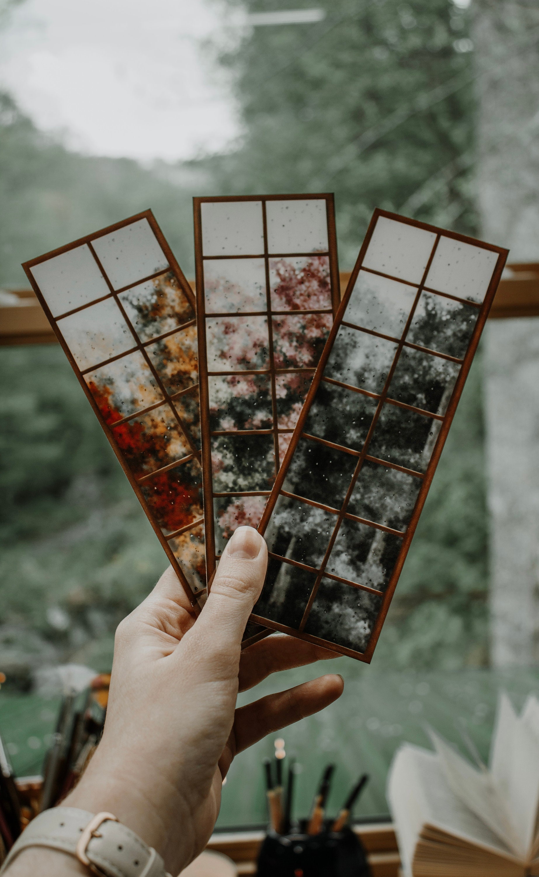 Rainy Autumn Window Bookmark - Etsy