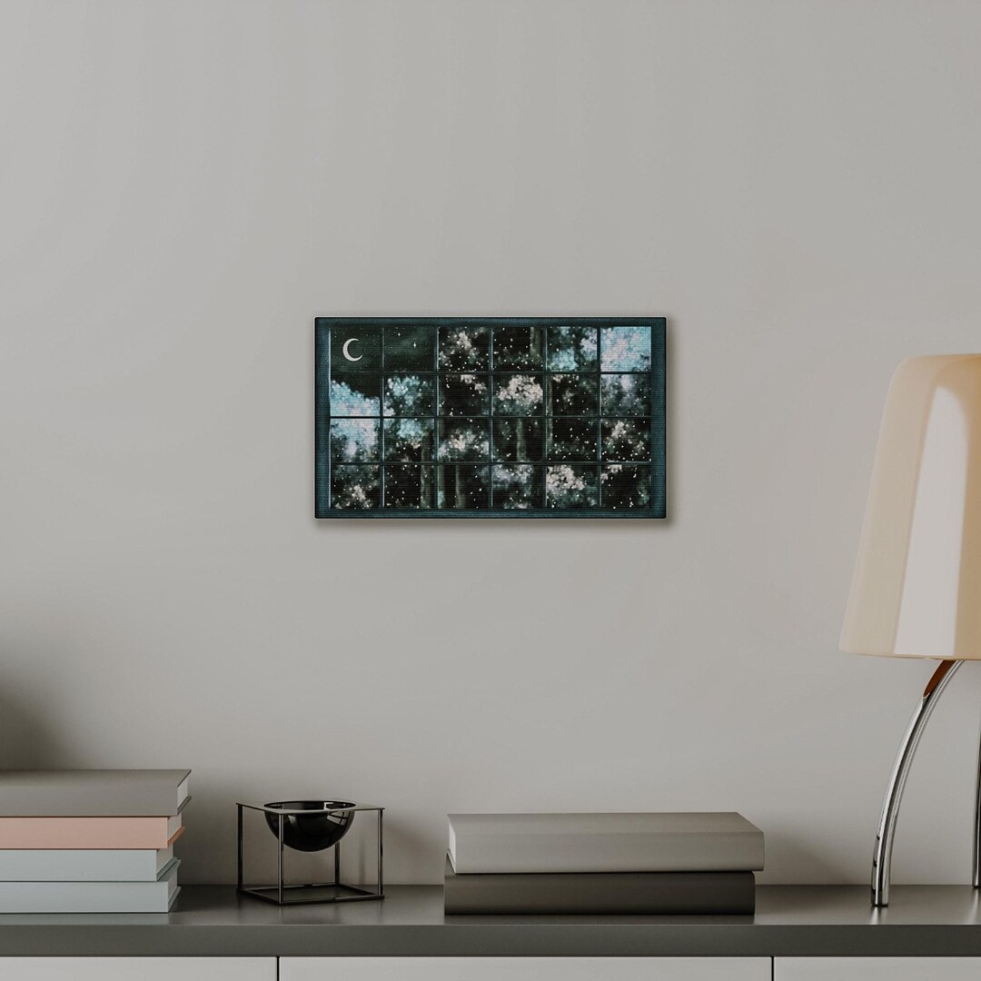 Night Sky & Fireflies Celestial Window Canvas Print - Etsy