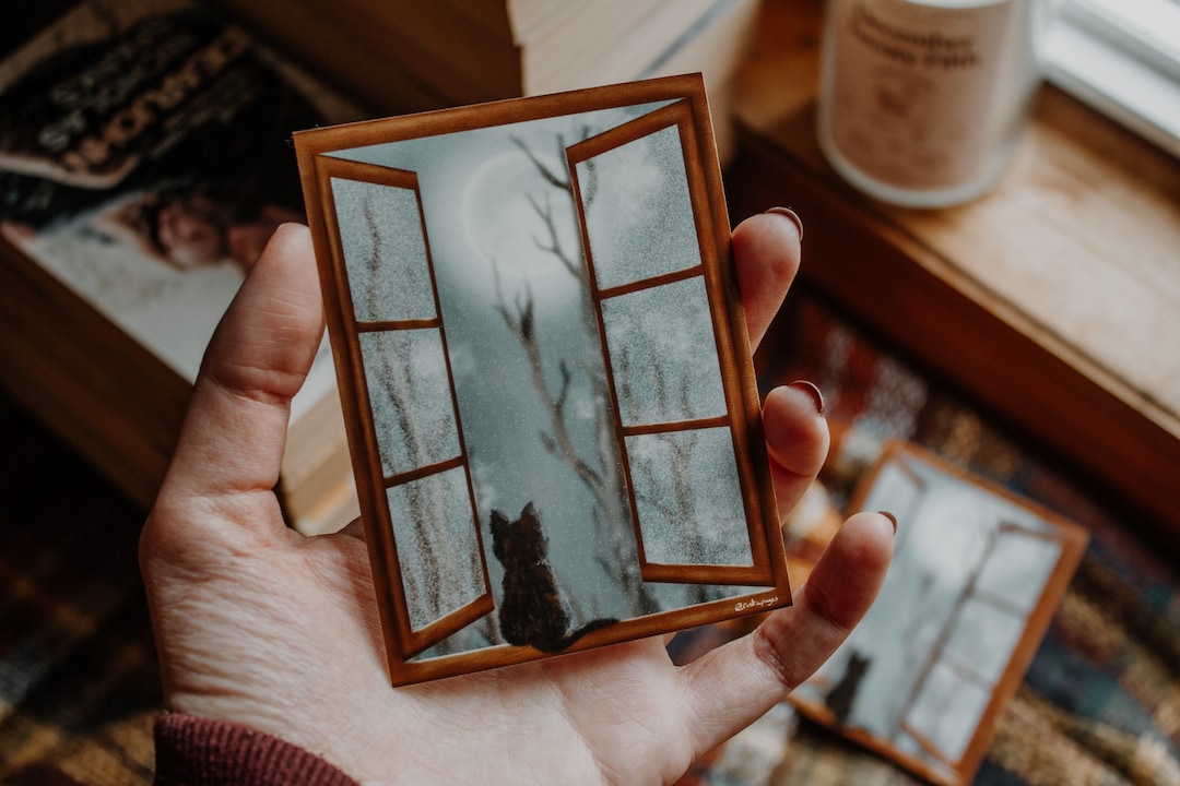 Cottage Cat Snowy Window Sticker - Etsy