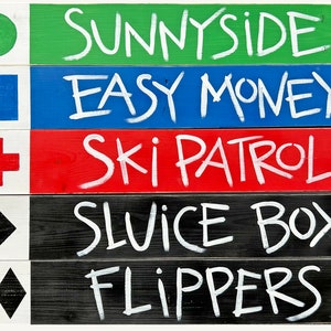 CUSTOM SKI TRAIL Sign Black Diamond Difficult Run, Ski Mountain Wood ...