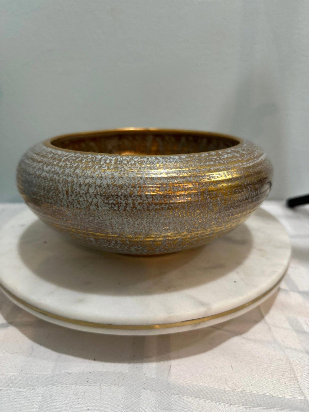 Vintage Stangl Bowl 22kt Antique Gold Light Blue Pottery - Etsy