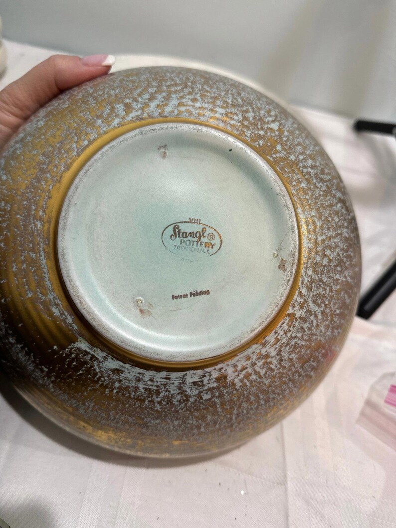 Vintage Stangl Bowl 22kt Antique Gold Light Blue Pottery - Etsy