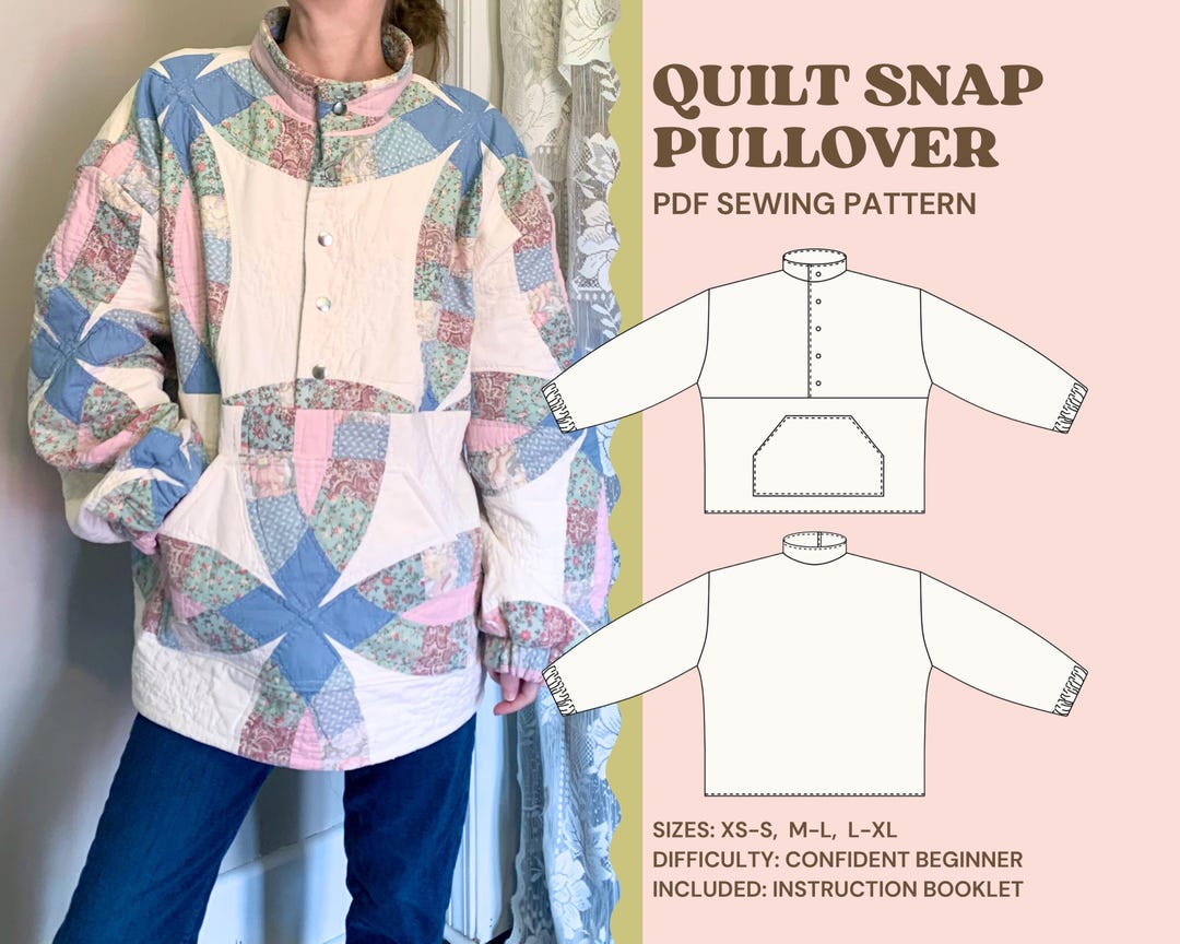 Quilt Pullover PDF Sewing Pattern | Beginner Friendly | Sizes XS-S, M-L ...