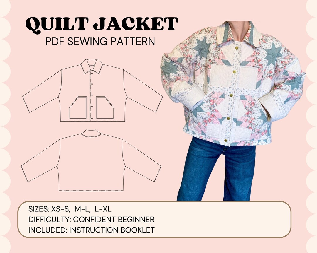Quilt Jacket PDF Sewing Pattern | Beginner Friendly | Sizes XS-S, M-L ...
