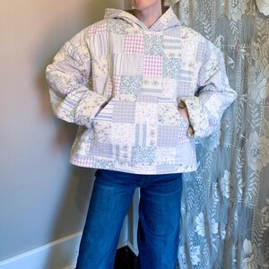 Handmade Quilt Hoodie - Made From a Vintage Patchwork Squares Quilt ...