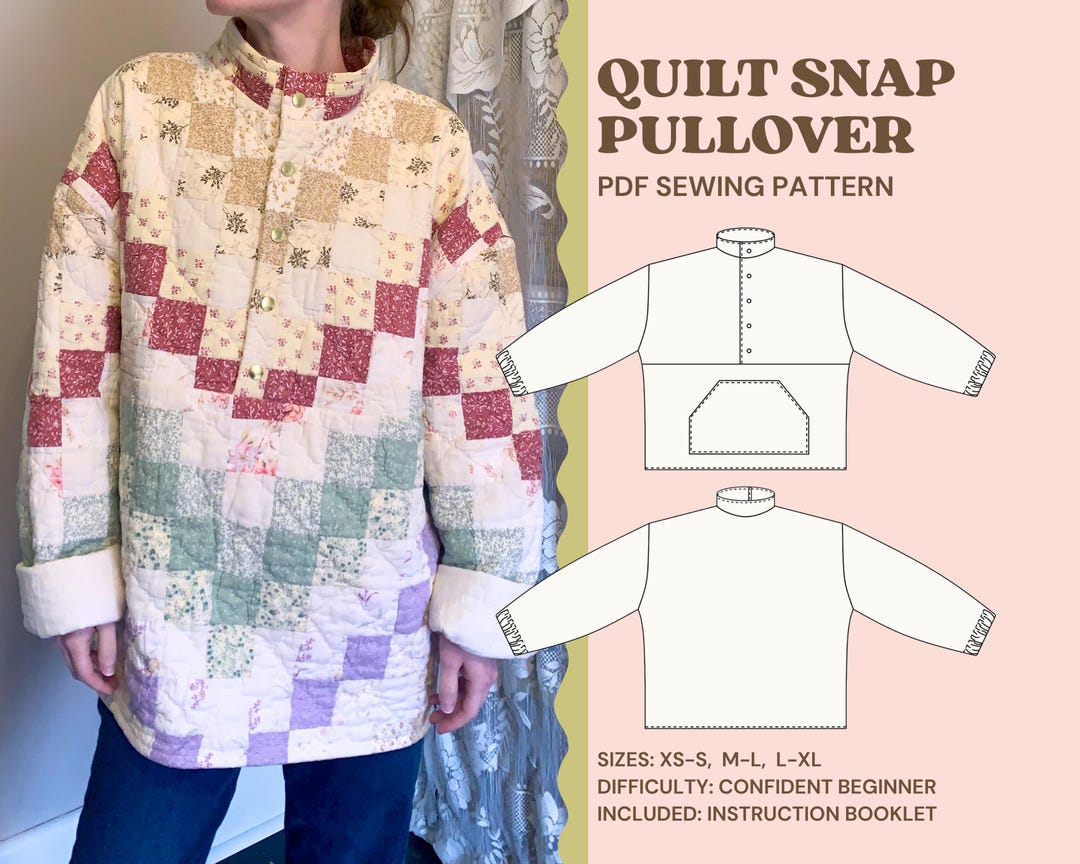 Quilt Pullover PDF Sewing Pattern | Beginner Friendly | Sizes XS-S, M-L ...