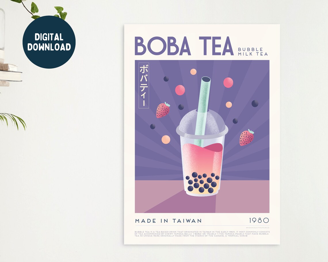 DIGITAL Boba Tea Exhibition Poster Bubble Tea Print Danish - Etsy